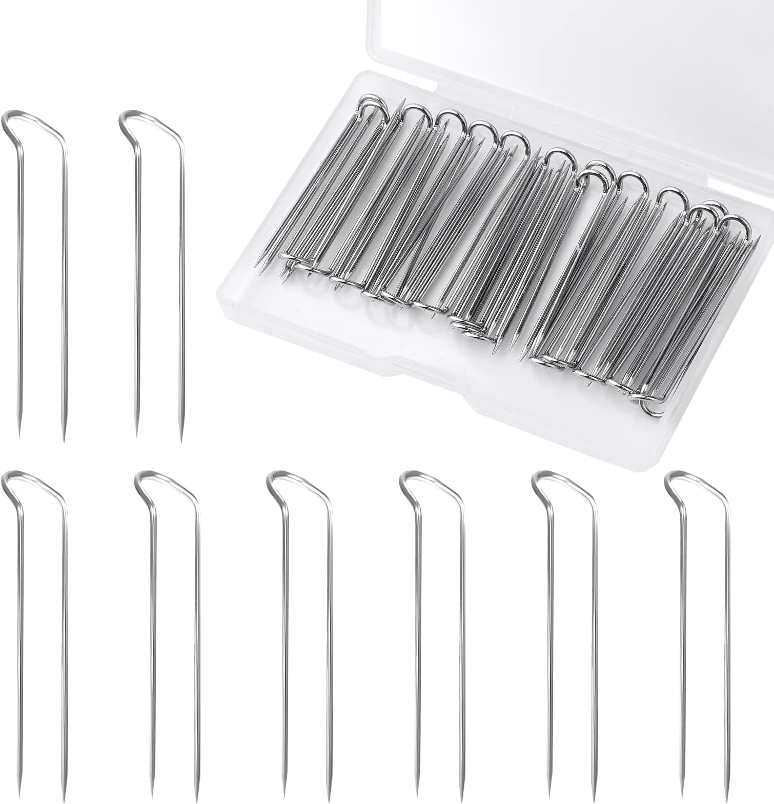 Amazon.com: 100 Pieces Sewing U Pins, U Pin Needle, Stainless Steel U ...
