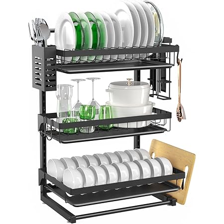 X-cosrack Dish Rack Drainer with Tray Dish Drying Rack with Drainboard ...