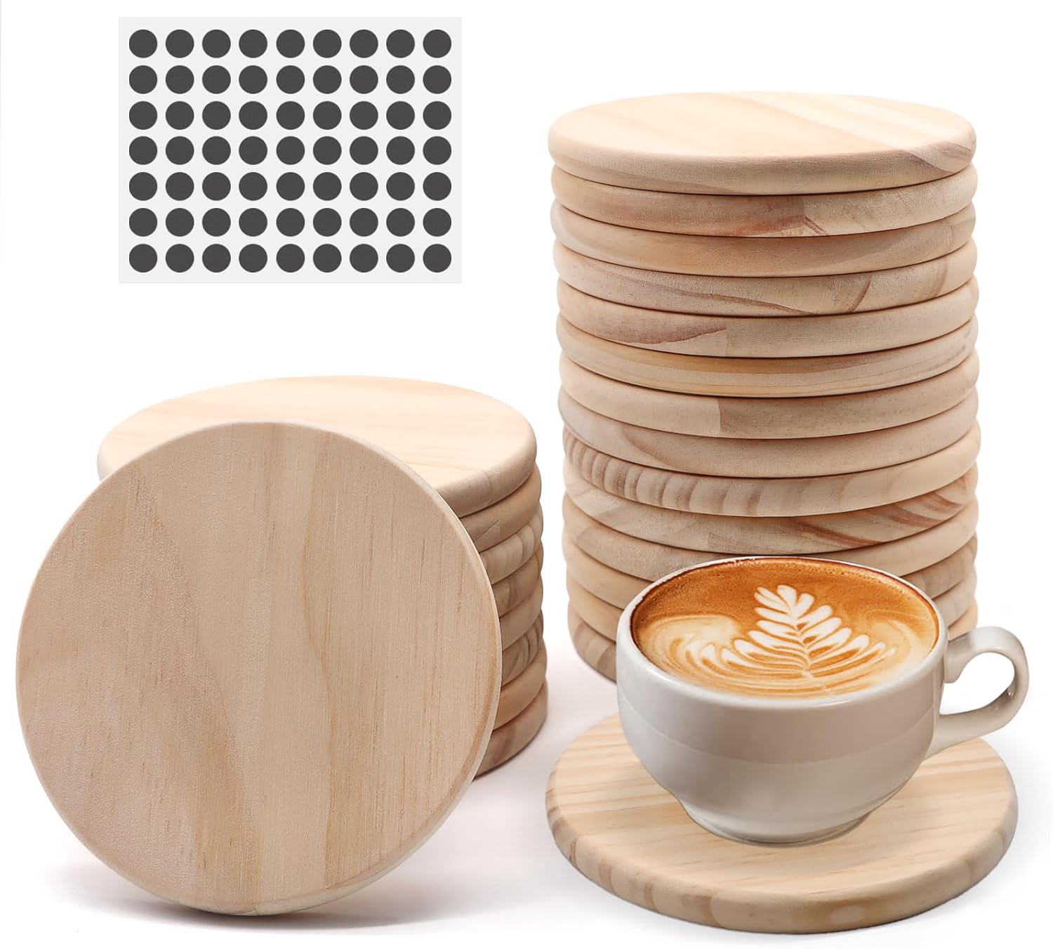 Amazon.com: 24 PCS Unfinished Round Wood Coasters, SIJDIEE 4 Inch Blank ...