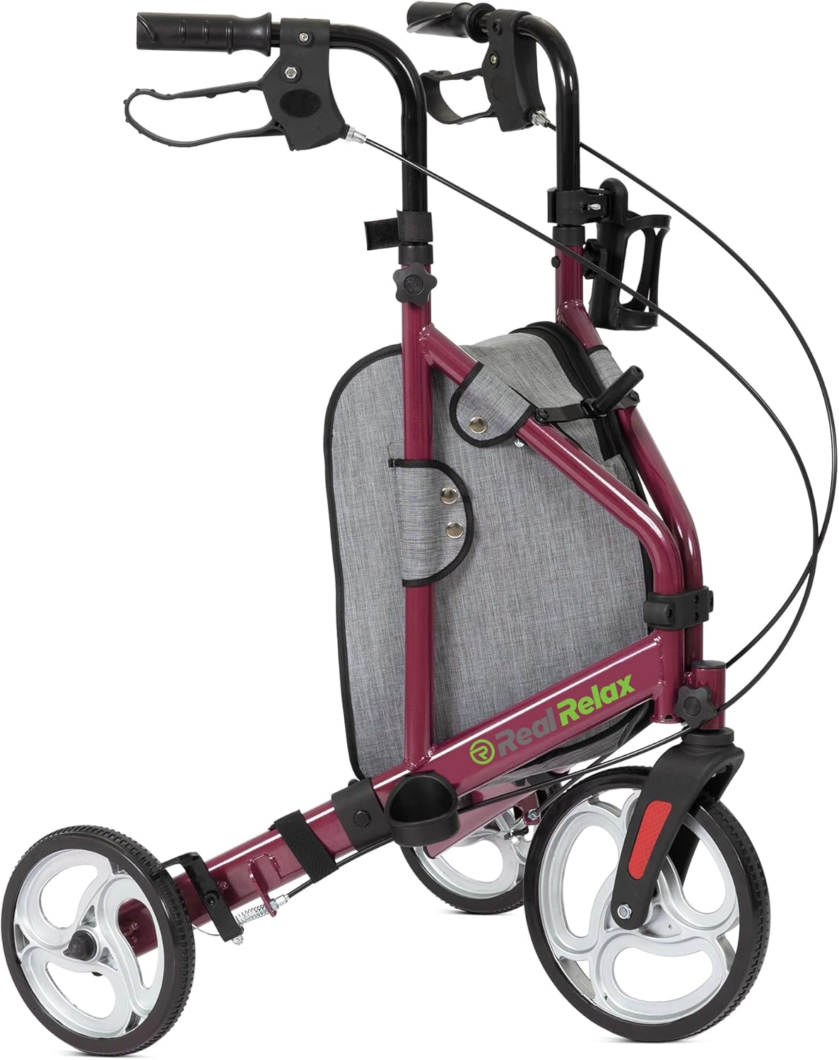 Amazon.com: Real Relax 3 Wheel Rollator Walker with 10" Wheels, Narrow ...