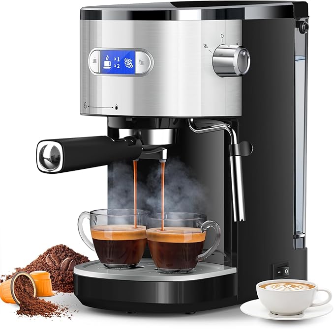 Amazon.com: COWSAR Espresso Machine 20 Bar, Semi-Automatic Espresso ...