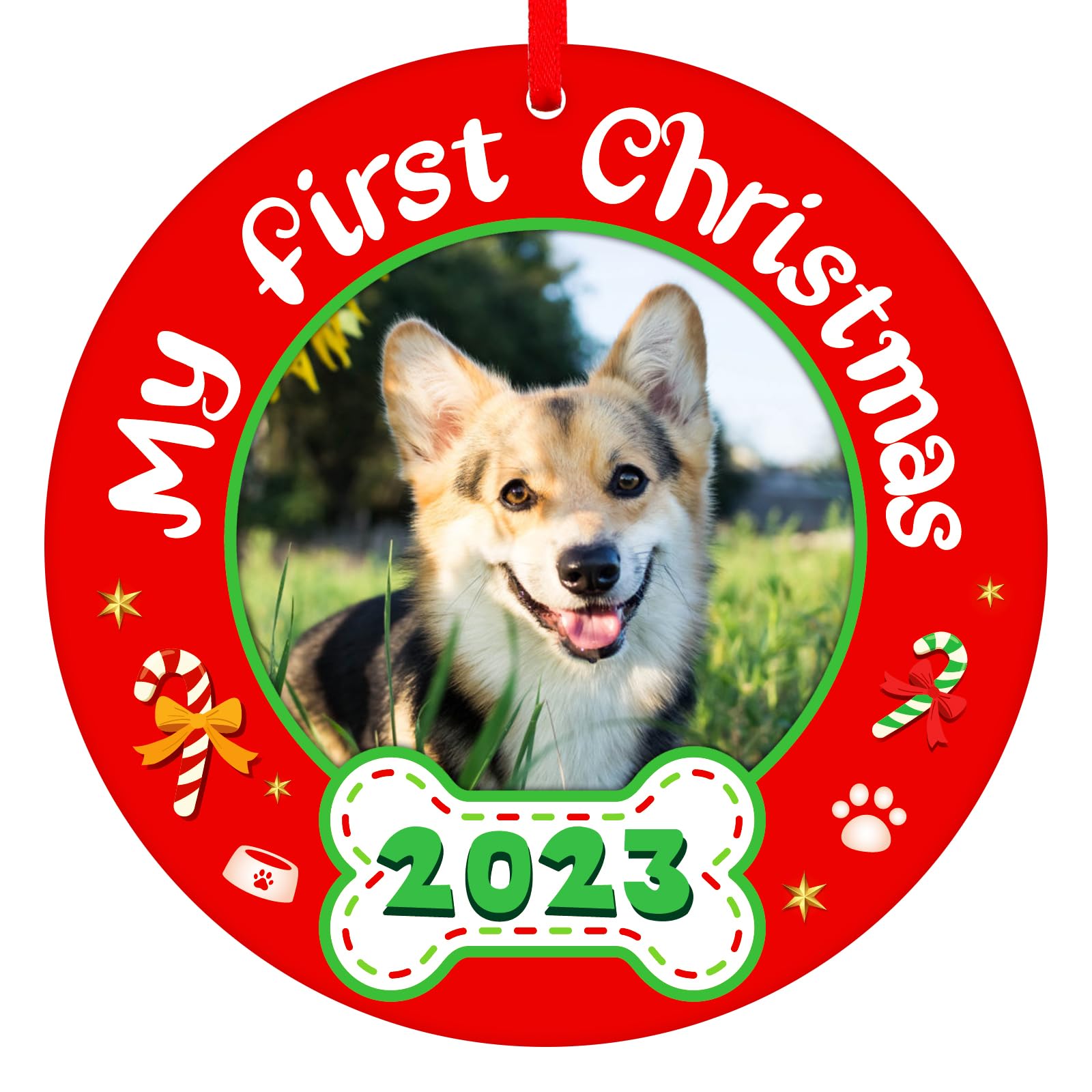 Amazon.com: PETCEE Dog First Christmas Picture Frame Ornaments 2023 My ...