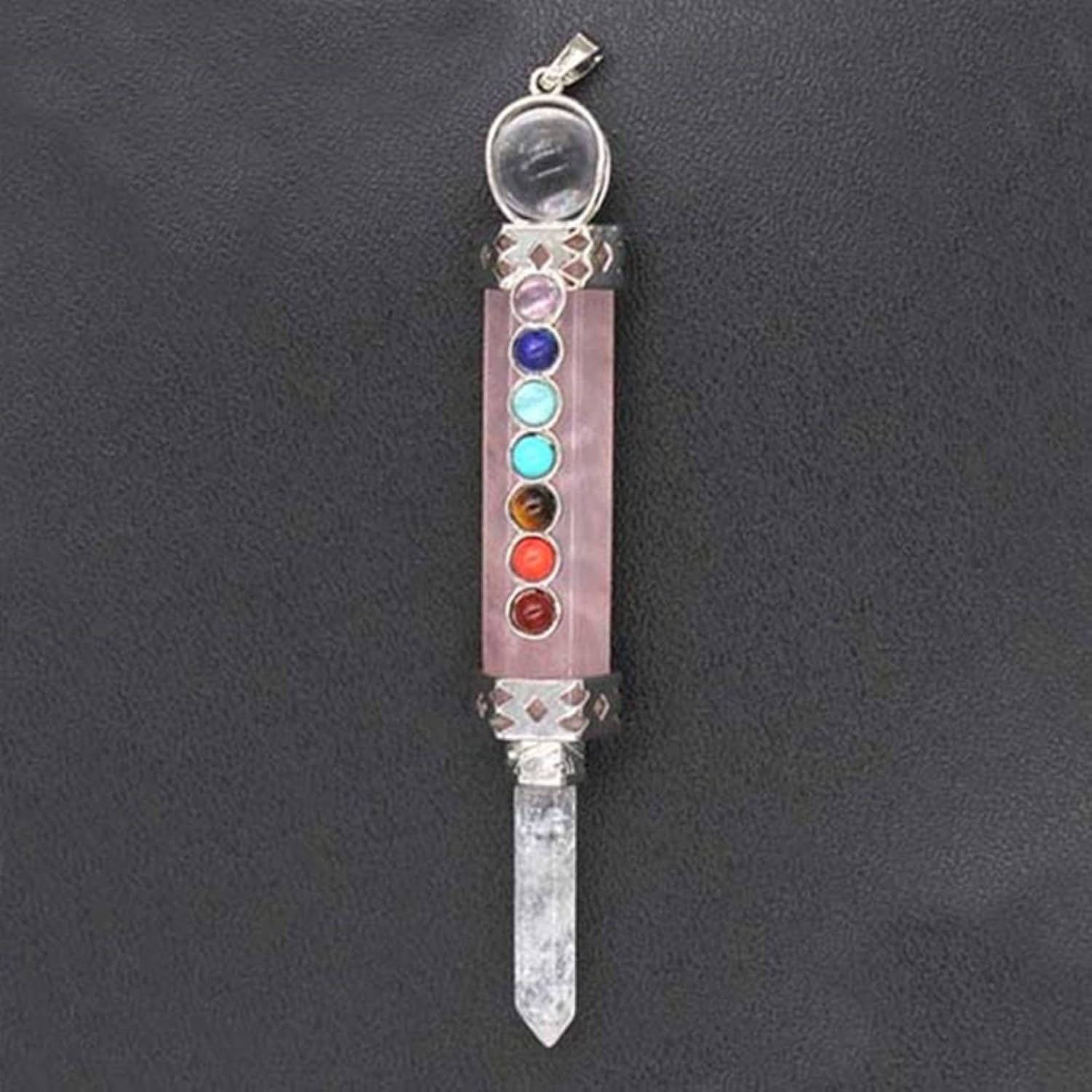 Amazon.com: Natural Healing Crystal Rose Pink Quartz Pendulum Hexagonal ...