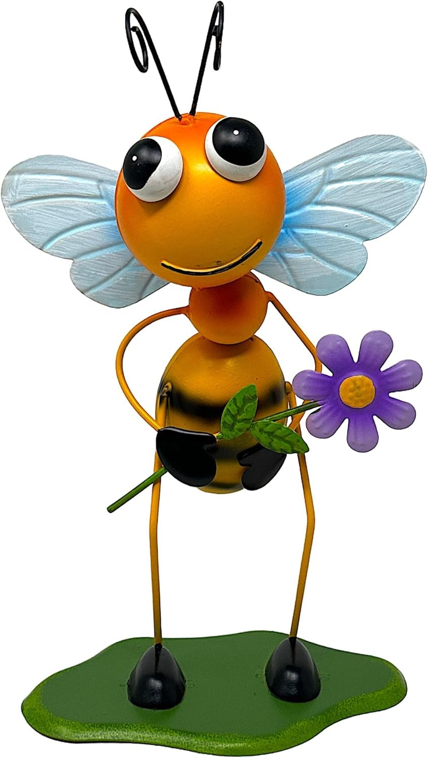 Amazon.com: GERSON Bee Figurine Statue Metal Garden Decor Working Honey ...