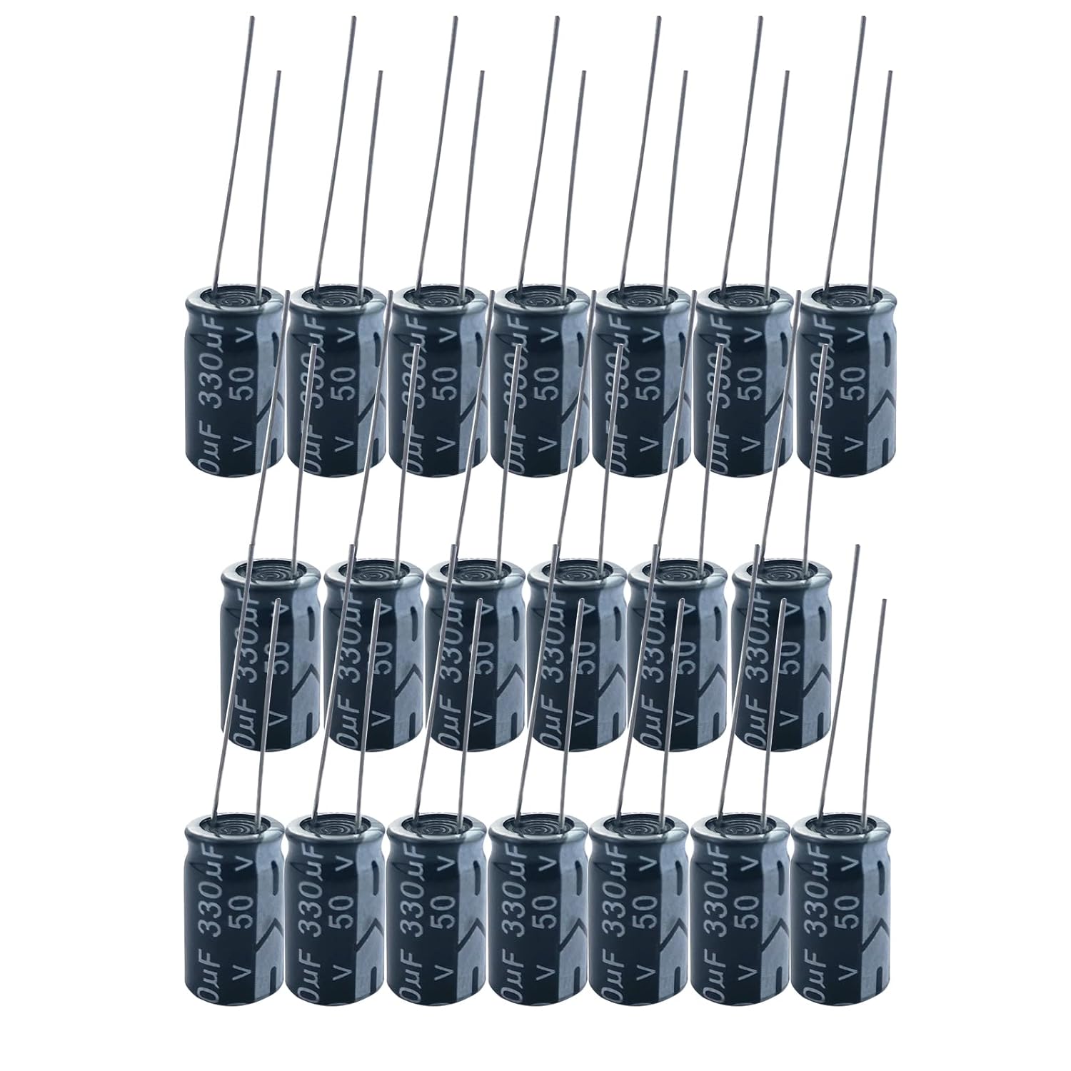 Generic 20pcs 330uF 50V Aluminum Round Electrolytic Capacitors, 10x17mm ...