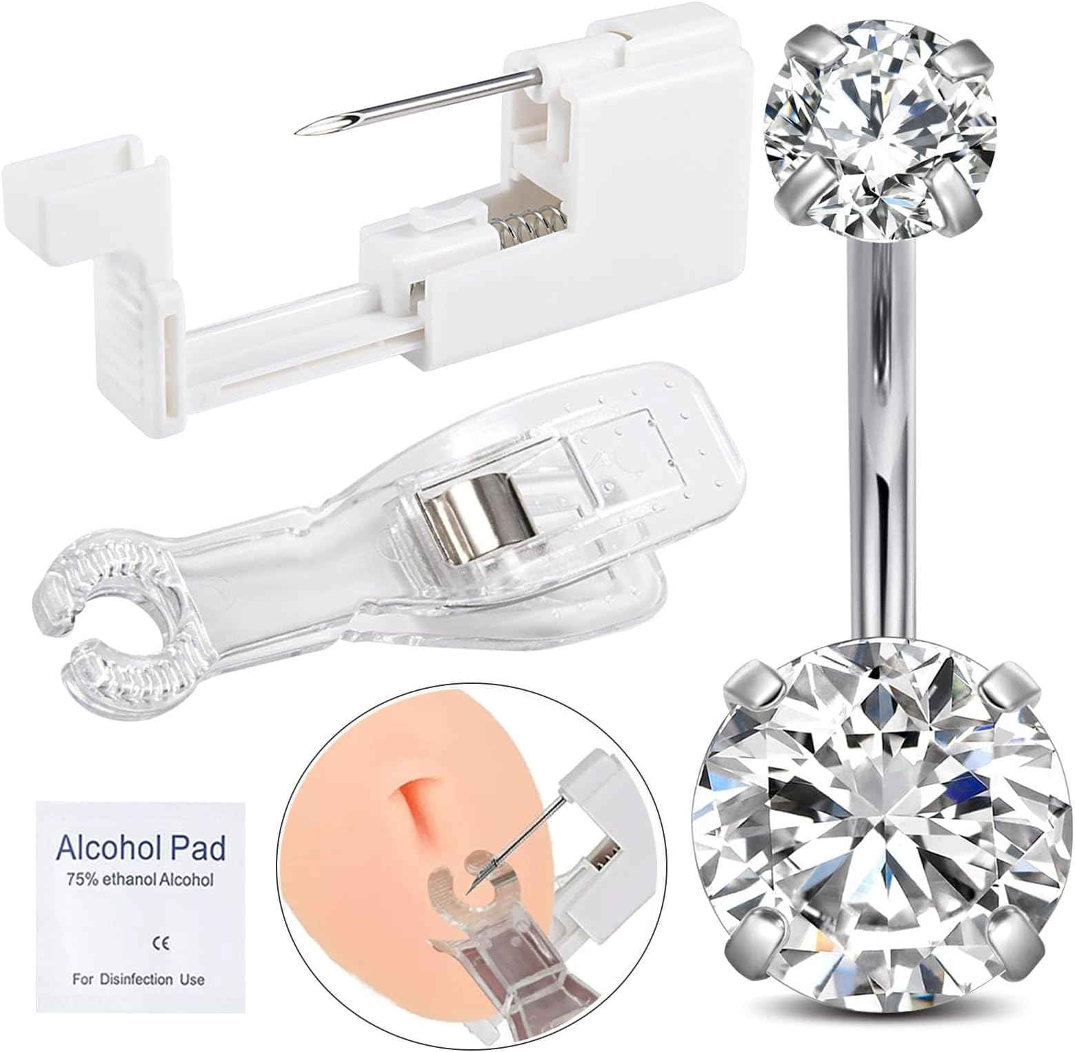 Amazon.com: prgislew Belly Button Piercing Kit 4Pcs Belly Piercing Gun ...