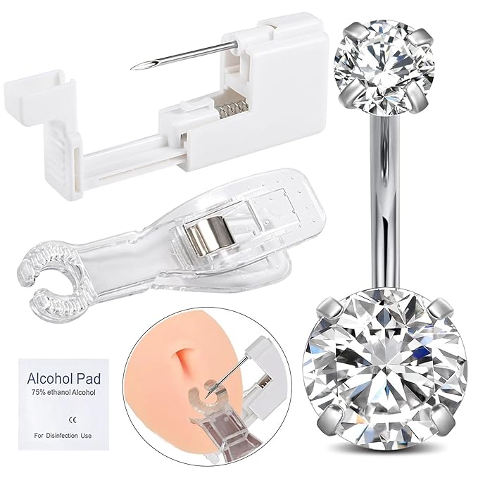 Amazon.com: prgislew Belly Button Piercing Kit 4Pcs Belly Piercing Gun ...