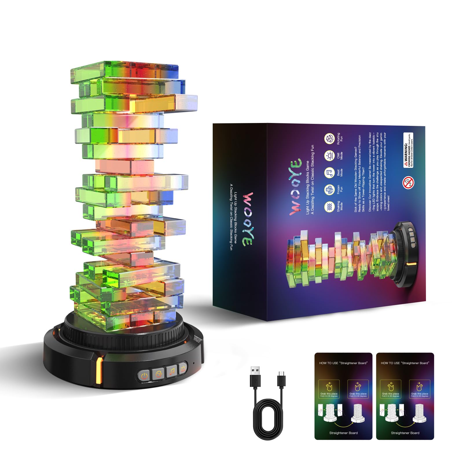 Amazon.com: Glow in the Dark Tumbling Tower Game, Rotatable Base and ...