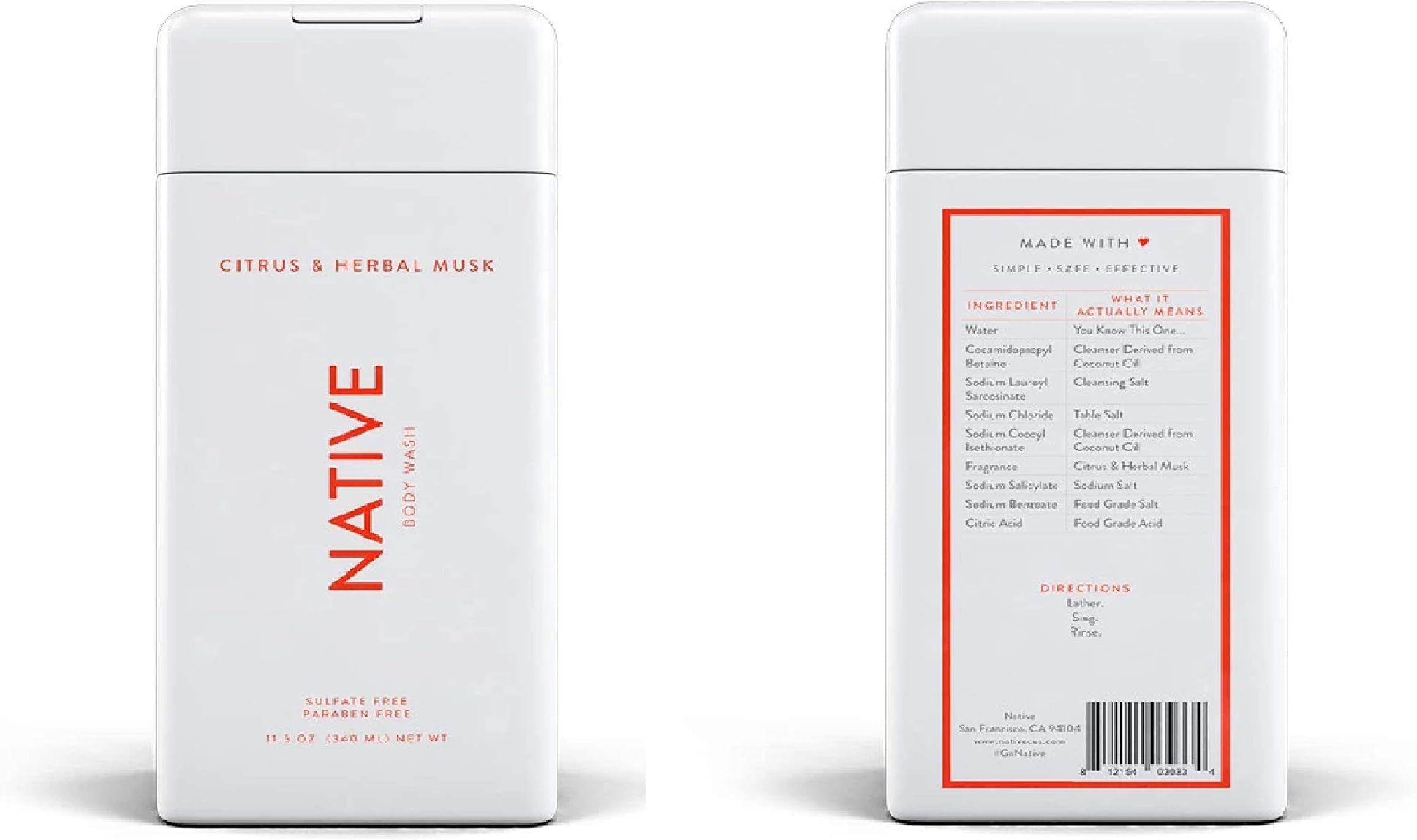 Amazon.com : Native Body Wash - Citrus & Herbal Musk - 11.5 oz (340ml ...