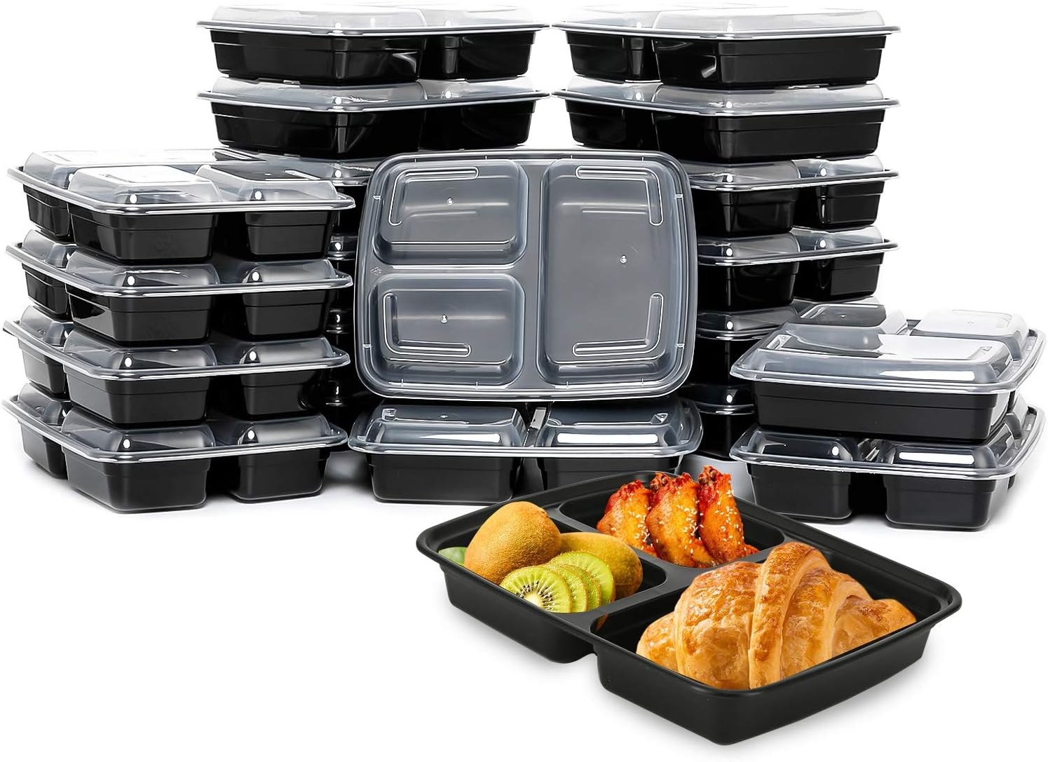 Amazon.com: XIANGJIANG 20 Pack Meal Prep Containers 3 Compartment with ...