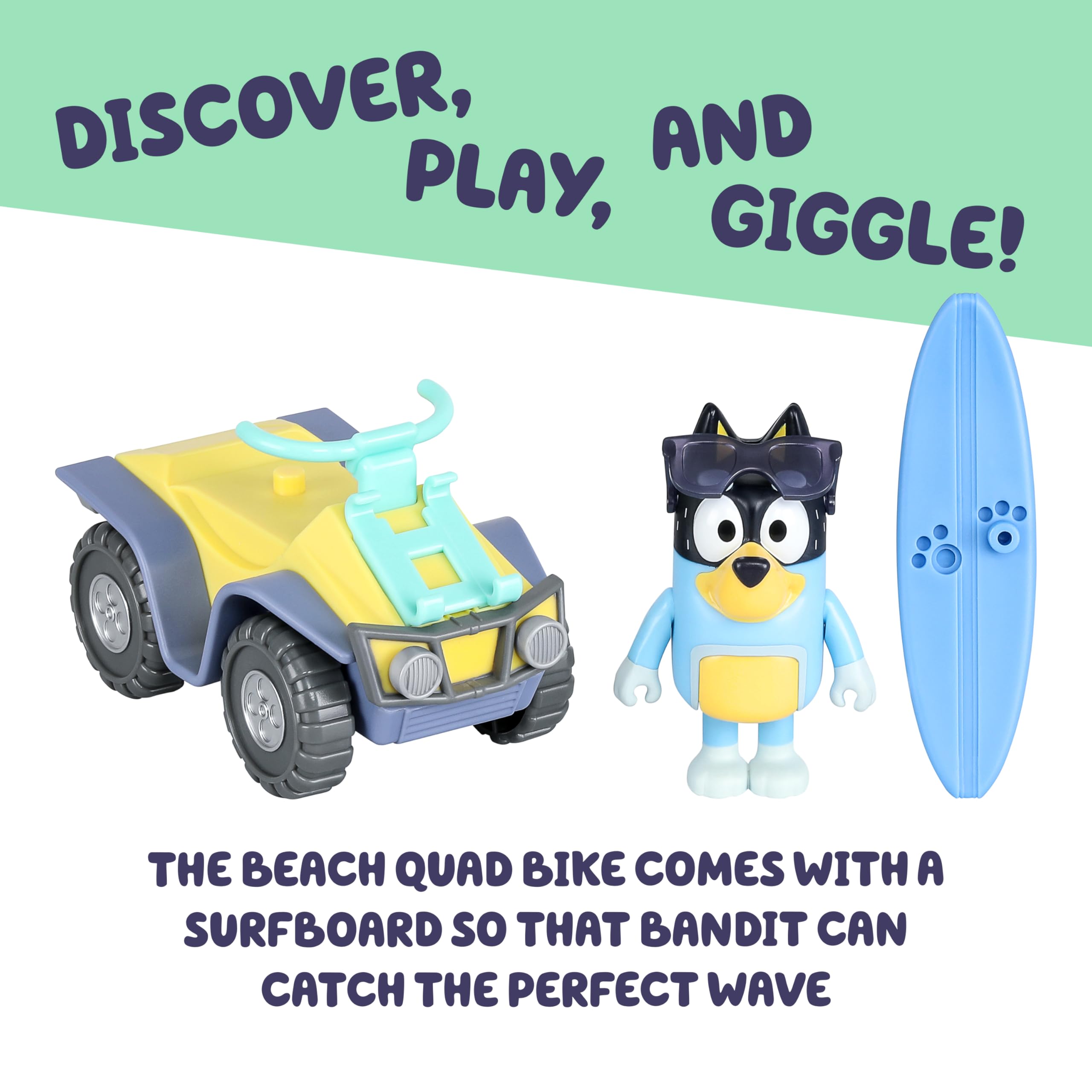 Snapklik.com : Bluey Bandit Surf Beach Toy Set, Exclusive 3" Poseable ...