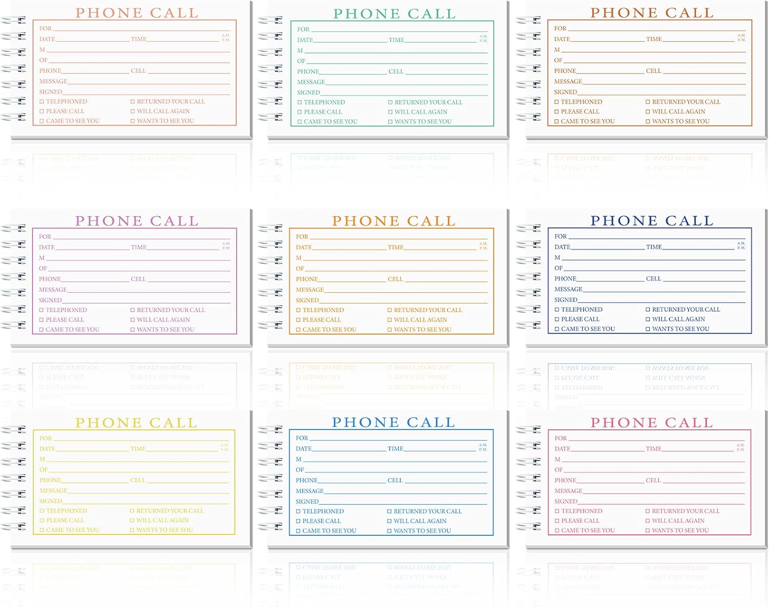 Amazon.com : Colarr 540 Sheets 9 Pads Phone Message Book Spiral Bound ...