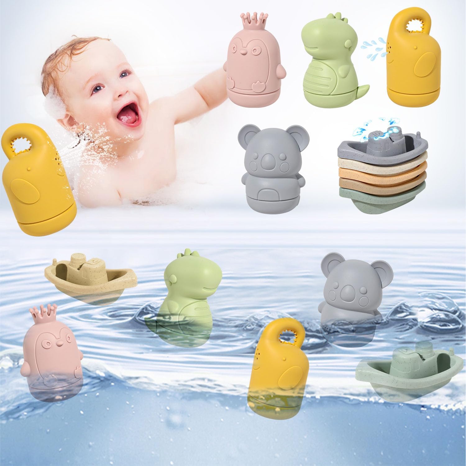 FYSL Jouet Bebe 6 Mois, Jouets de Bain en Silicone, Jouet de Baignoire ...