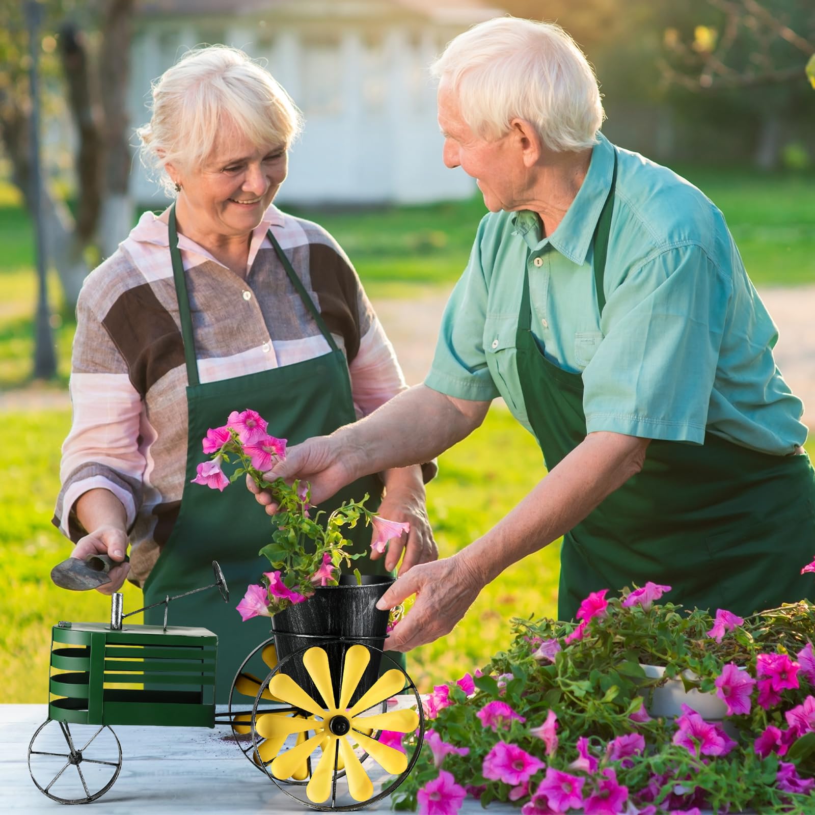 Snapklik.com : 17" X 11" Metal Tractor Windmill Planter Decorative ...