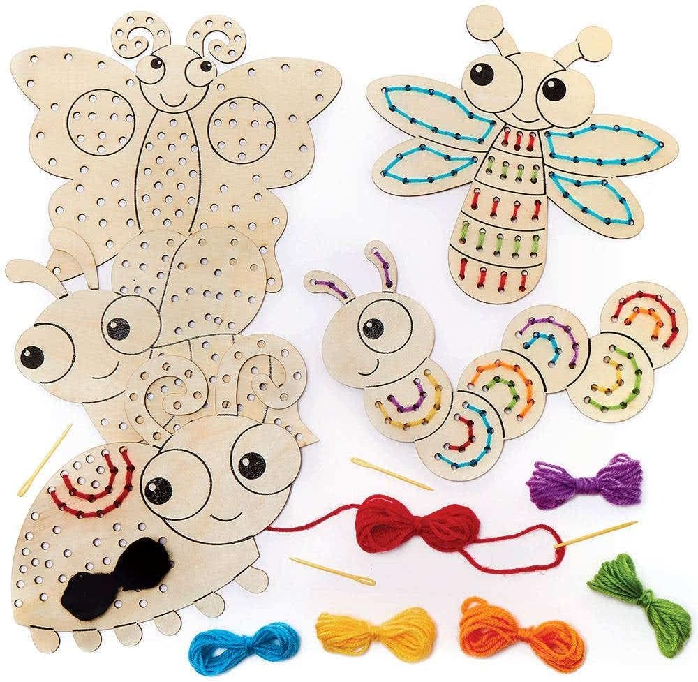 Baker Ross Bug Wooden String Art Kit - Pack of 5, Threading and Weaving ...
