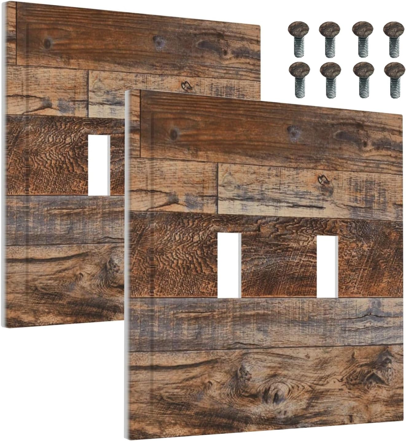 Brown Wood Light Switch Covers Decorative 2 Toggle Rustic Farmhouse ...