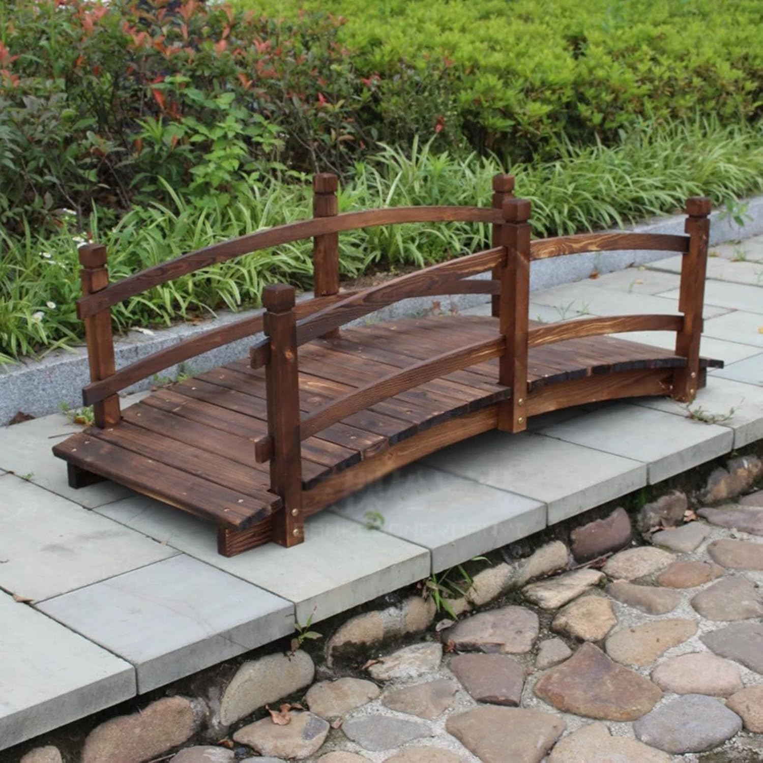 Amazon.com: JevLoN Solid Wood Garden Bridge, Carbonized Wooden Arc ...
