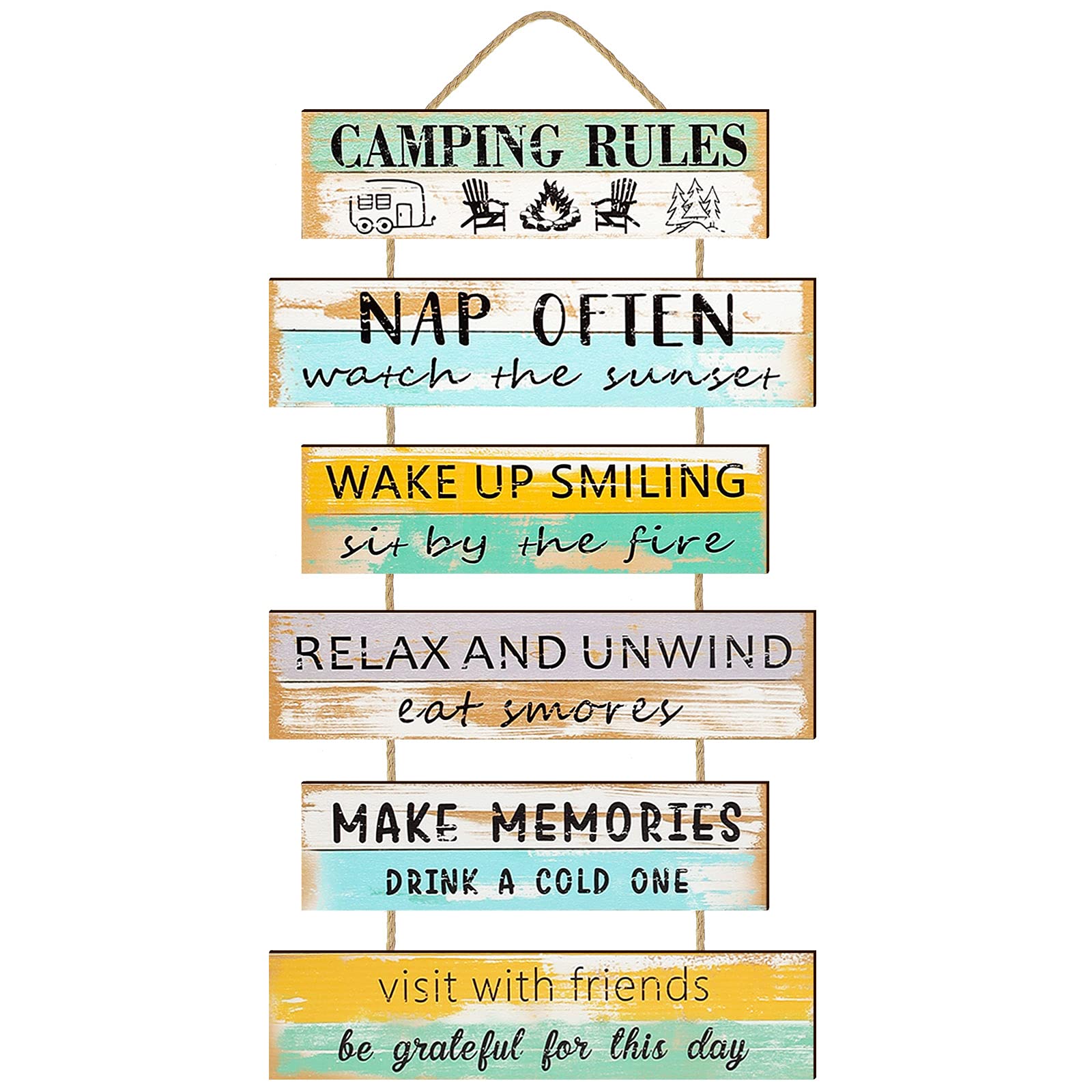 Buy Vintage Wooden Camping Decor Wood Camping Signs Camp Rules Camping ...