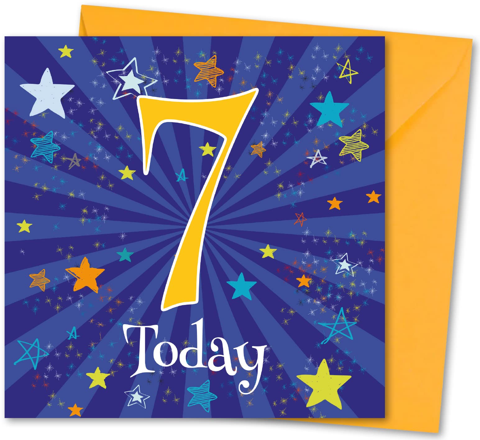 Birthday Card for Boy Age 7. Birthday Card with Matching Envelope. Blue ...