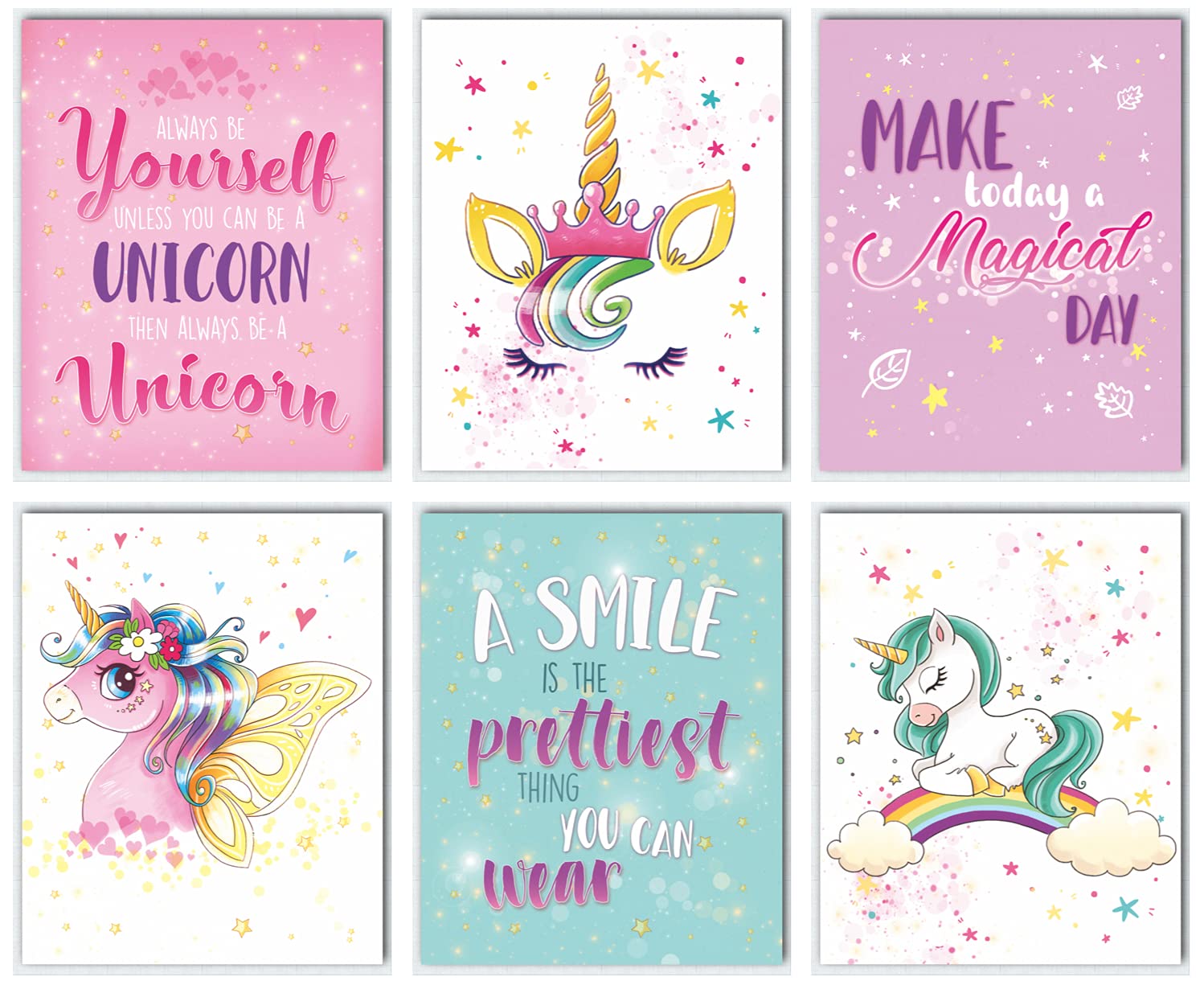 Amazon.com: L&O Goods Unicorn Rainbow Room Decor | Kid Inspirational ...