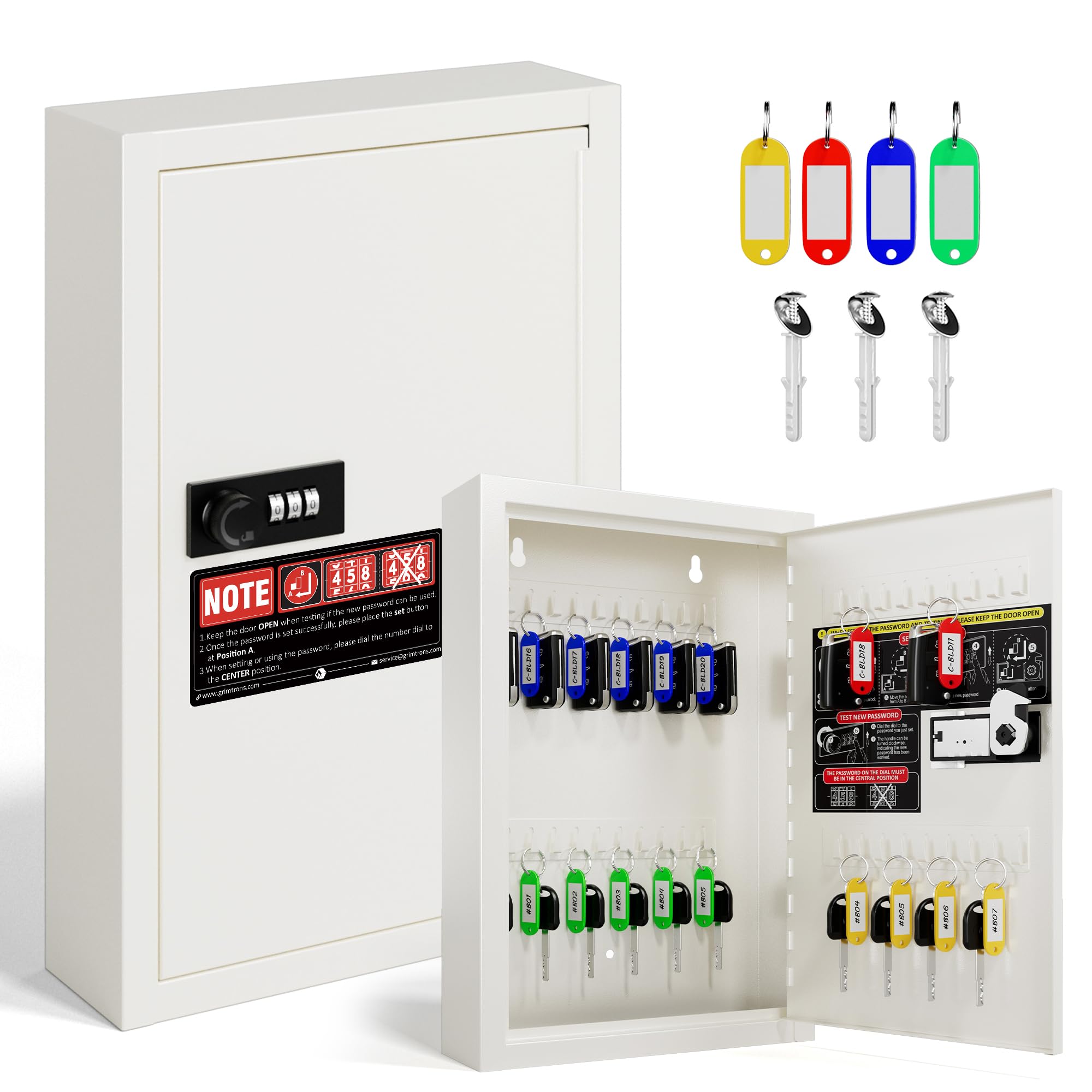 Grimtron 40 Keys Combination Key Boxes Wall Mount, Key Lock Box with 40 ...