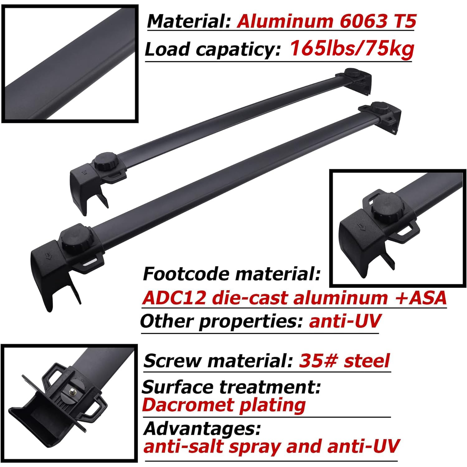 Snapklik.com : Richeer Roof Rack Cross Bars Fit For 2018 2019 2020 2021 ...