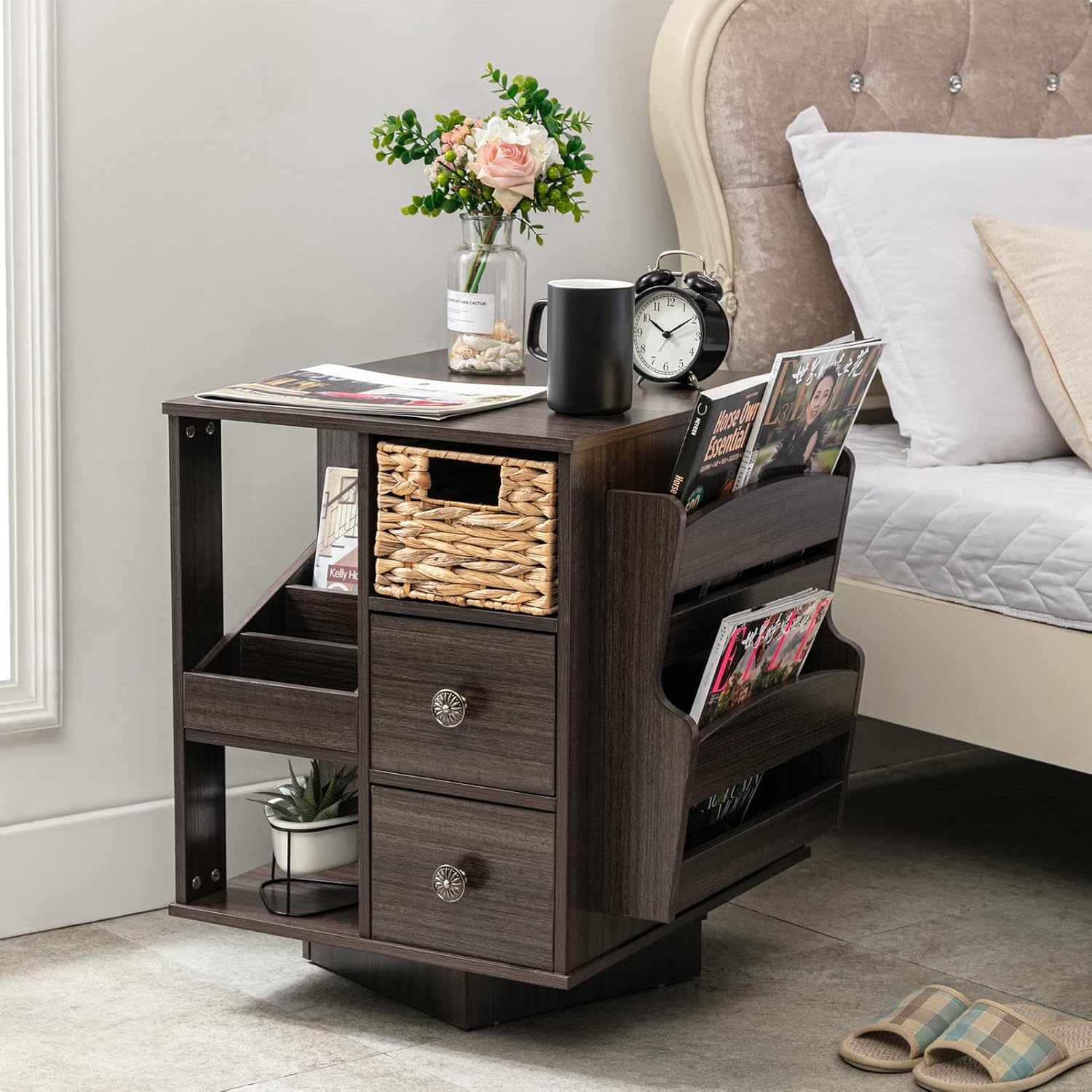 Amazon.com: Gitua Rotating End Table, Modern Farmhouse Table with ...