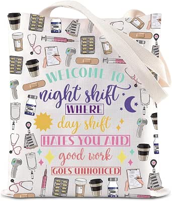 Amazon.com: KUIYAI Night Shift Nurse Tote Bag Nurse Appreciation Gift ...