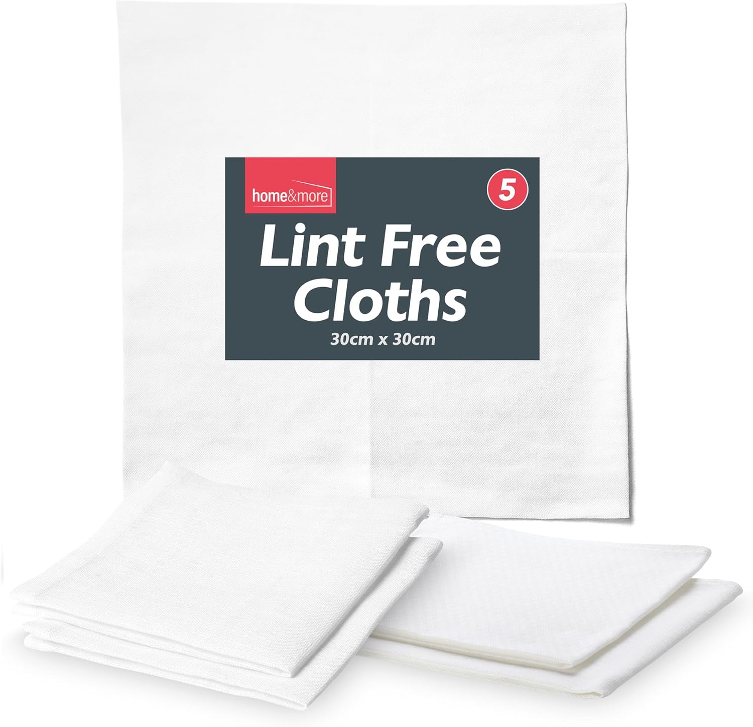SOL 5pk Lint Free Cloth, 30cm x 30cm White Microfibre Reusable Cleaning ...