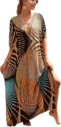 Amazon.com: Lziizl Kaftan Dresses for Women Plus Size Bathing Suit ...