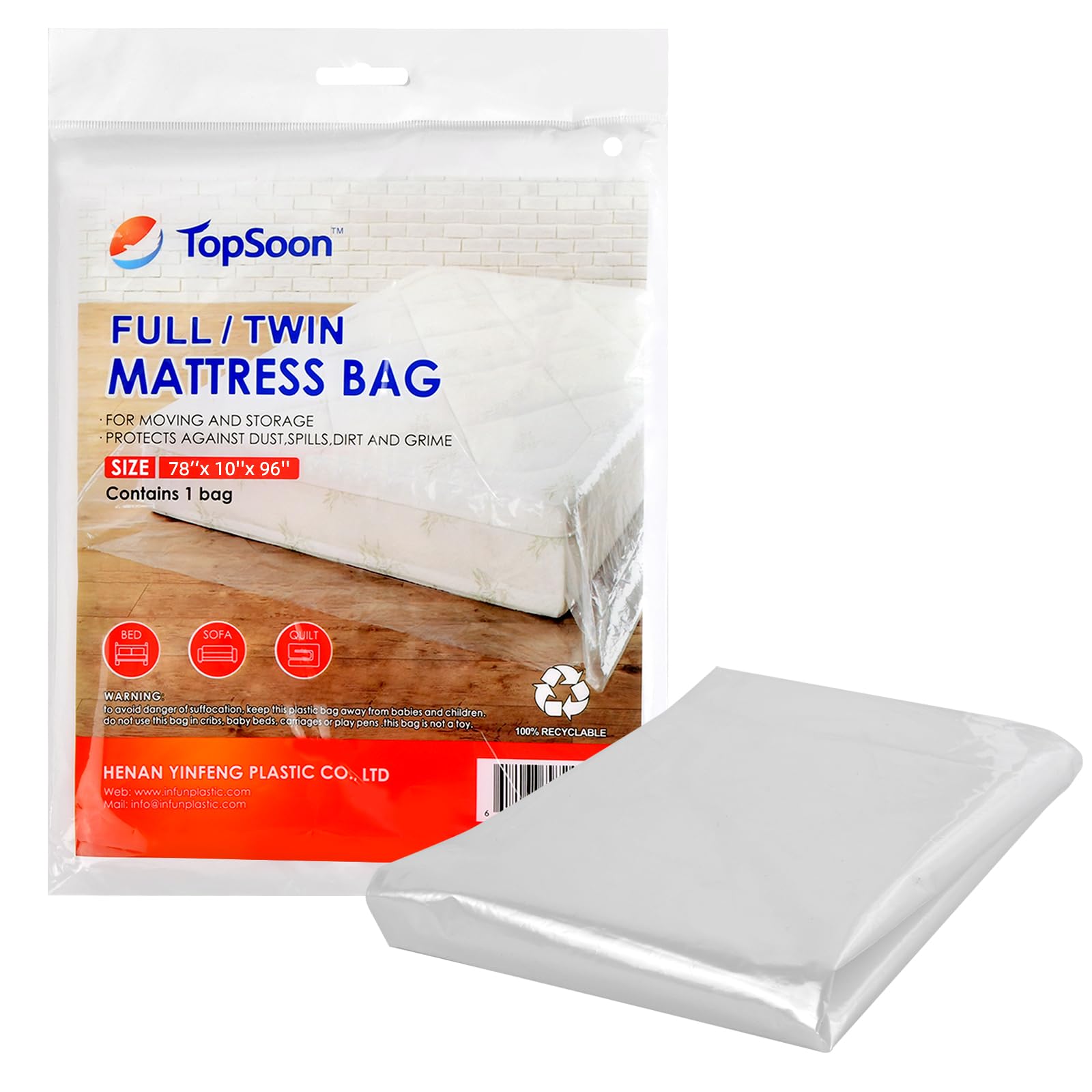 TopSoon large size Heavy Duty Protective Plastic Mattress Case Mattress ...