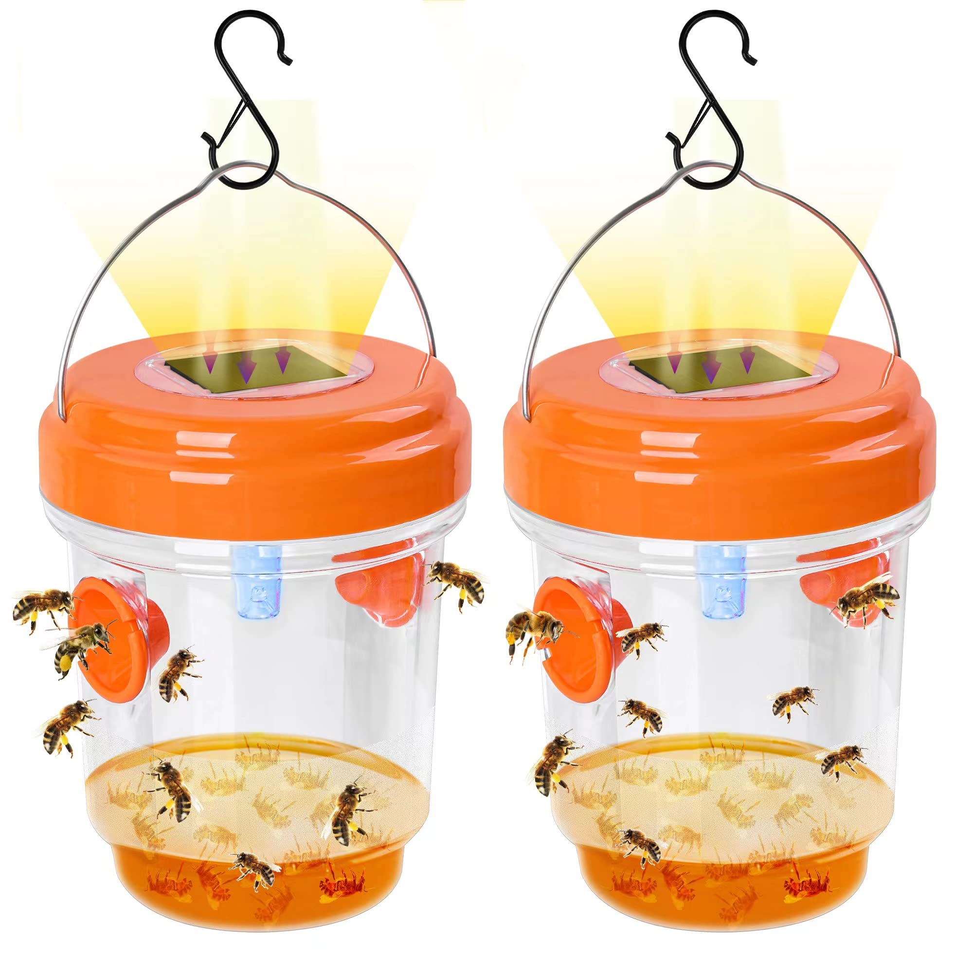 Wasp Trap, ASpace 2 Pack Wasp Traps Outdoor Hanging, Solar Reusable ...