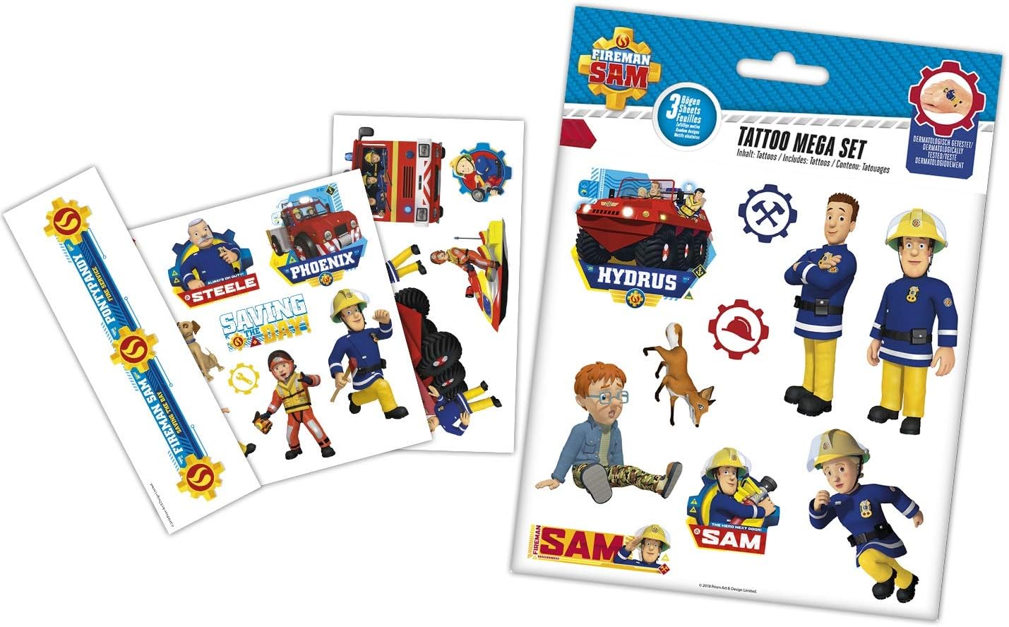 CRAZE Tattoos Fireman SAM Tattoo Mega Set Adhesive Tattoos for Children ...