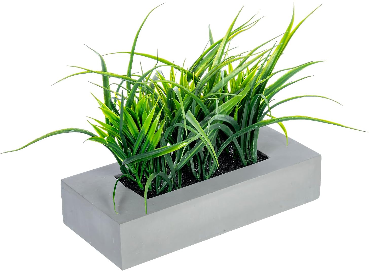 Amazon.com: MyGift 10 Inch Artificial Green Grass Plants Potted in Gray ...