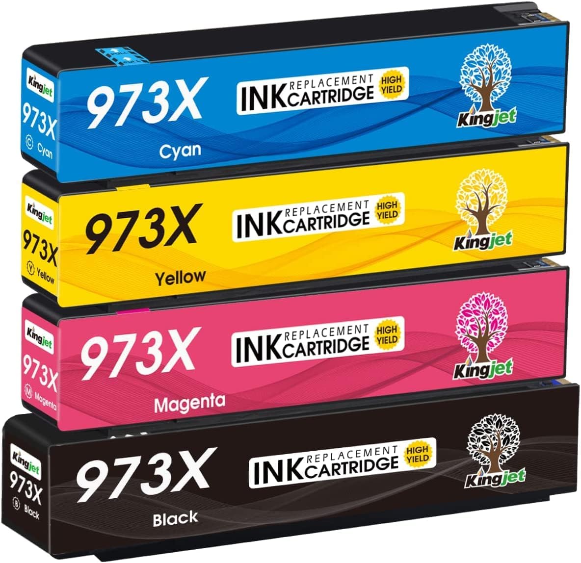 KINGJET 973X Ink Cartridges New Chip Replacement for HP 973 973X Ink ...