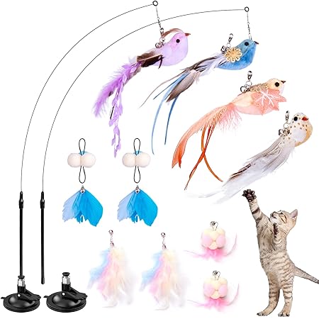 Amazon.com : Interactive Cat Toy Suction Cup Cat Wand Toy Interactive ...