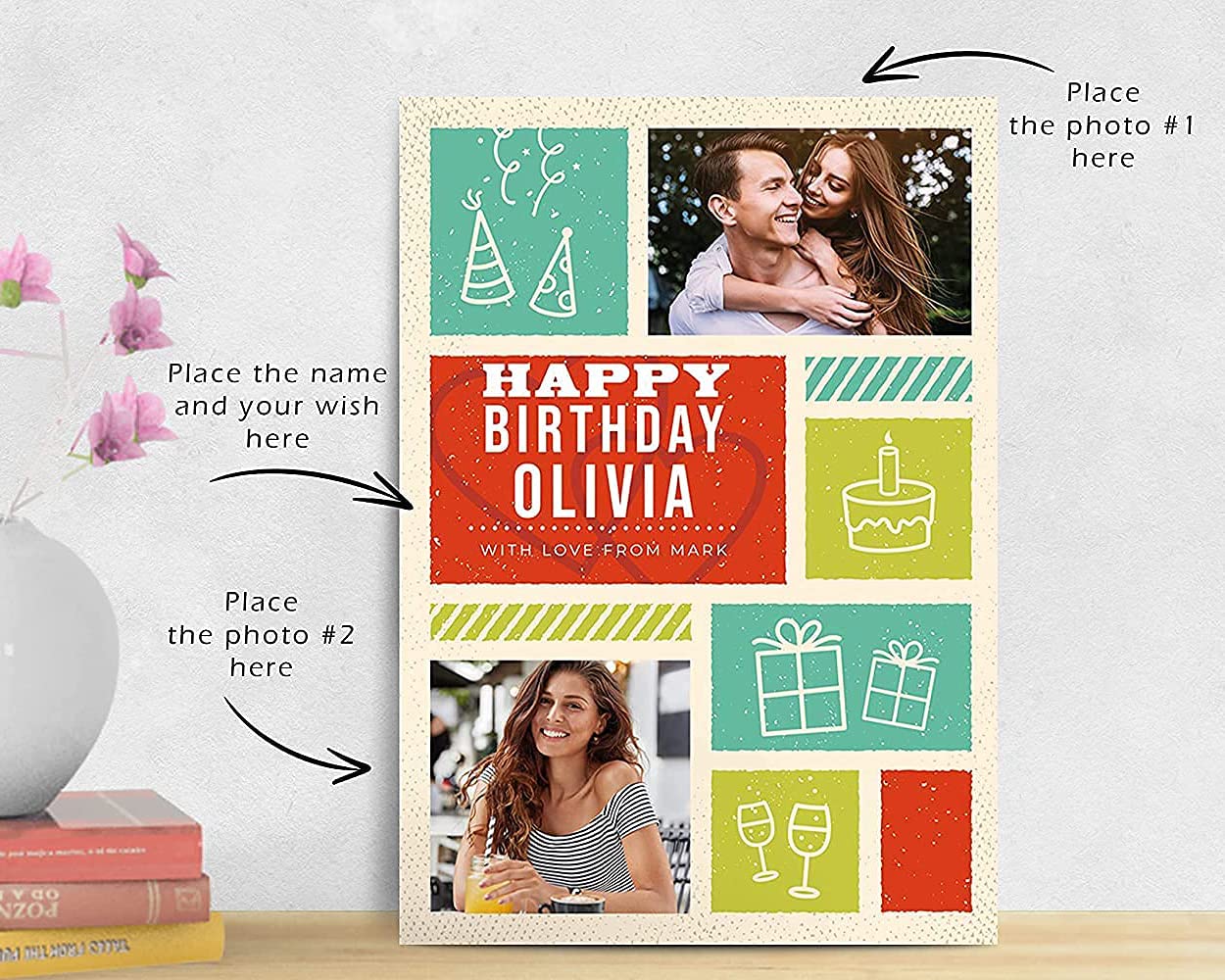 Buy Personalized Birthday Card Happy Birthday Card Custom Greeting 