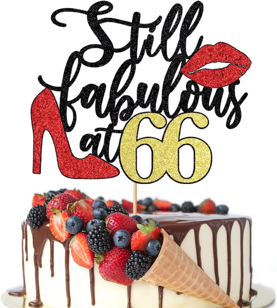 Amazon.com: Crseniny Still Fabulous at 66 Cake Topper,Happy 66th ...