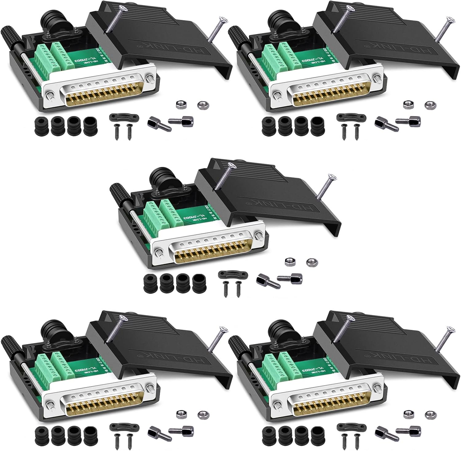 Buy ANMBEST 5PCS DB25 Solderless Connector, RS232 D-SUB Serial to 25 ...