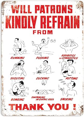 Oldschool Swim Sign - Retro Swimming Pool - Metal Wall Sign Plaque Art ...