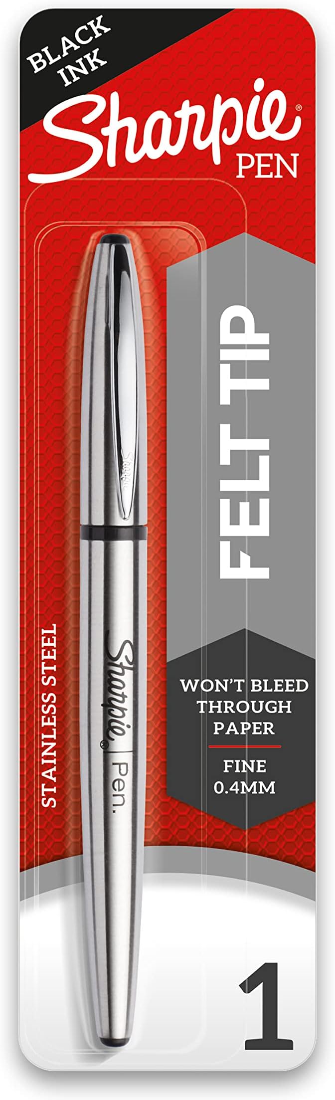 Sharpie Stainless Steel Pen Grip Fine Point Black Ink Pen (1800702 ...