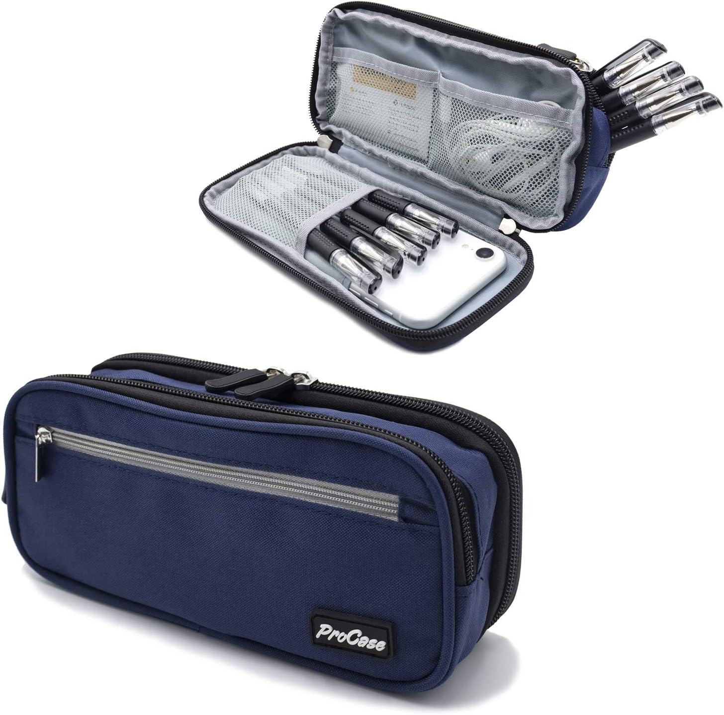 ProCase Pencil Case Pen Bag, Two Layers Big Capacity Pencil Pouch Pen ...