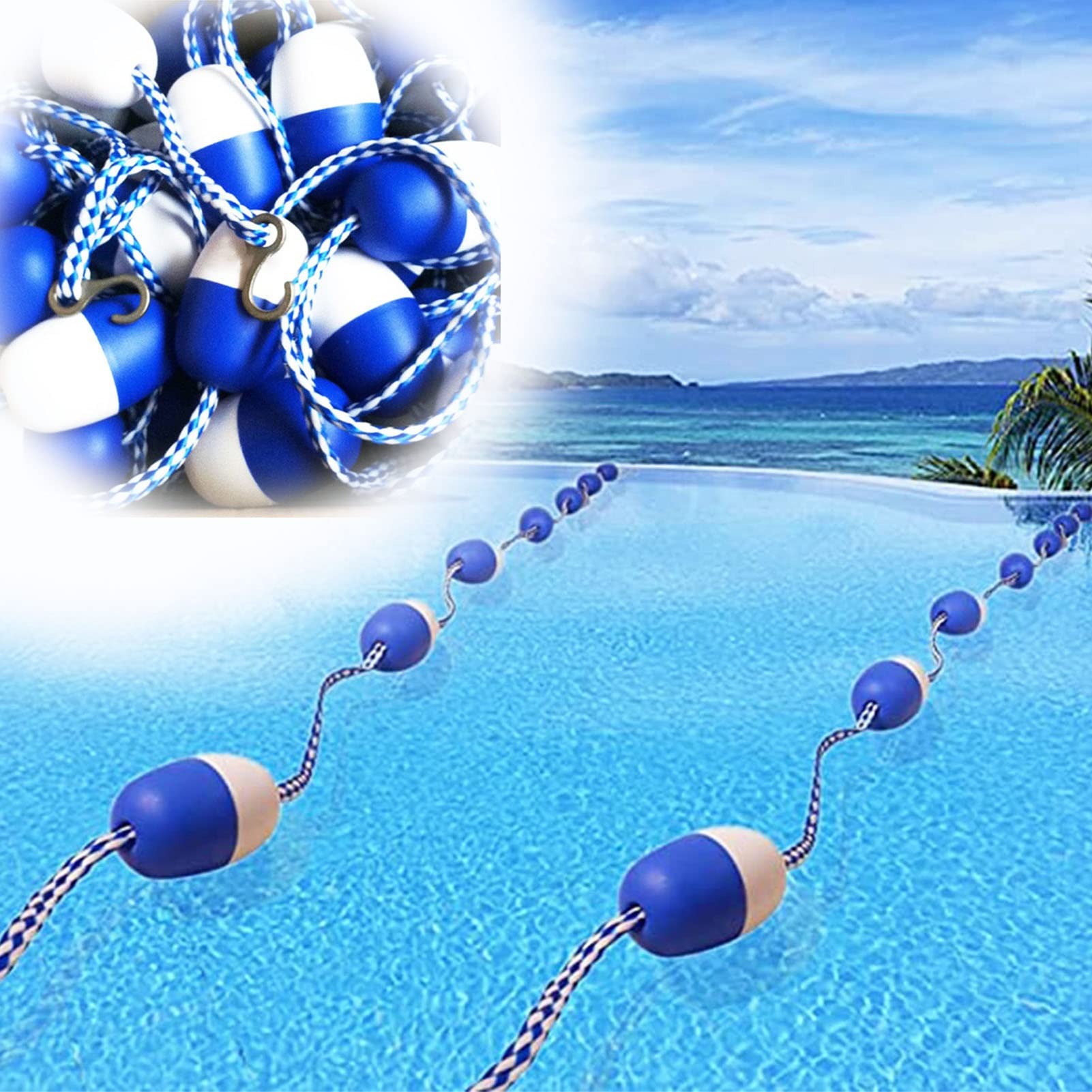 DAKAJA Outdoor Safety Pool Lane Dividers, Anti-UV Rope Float Cordon ...