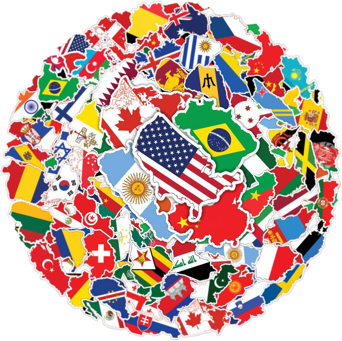 Amazon.com: Vinyl National Flag Map Stickers Pack 50 Pcs Country Flag ...