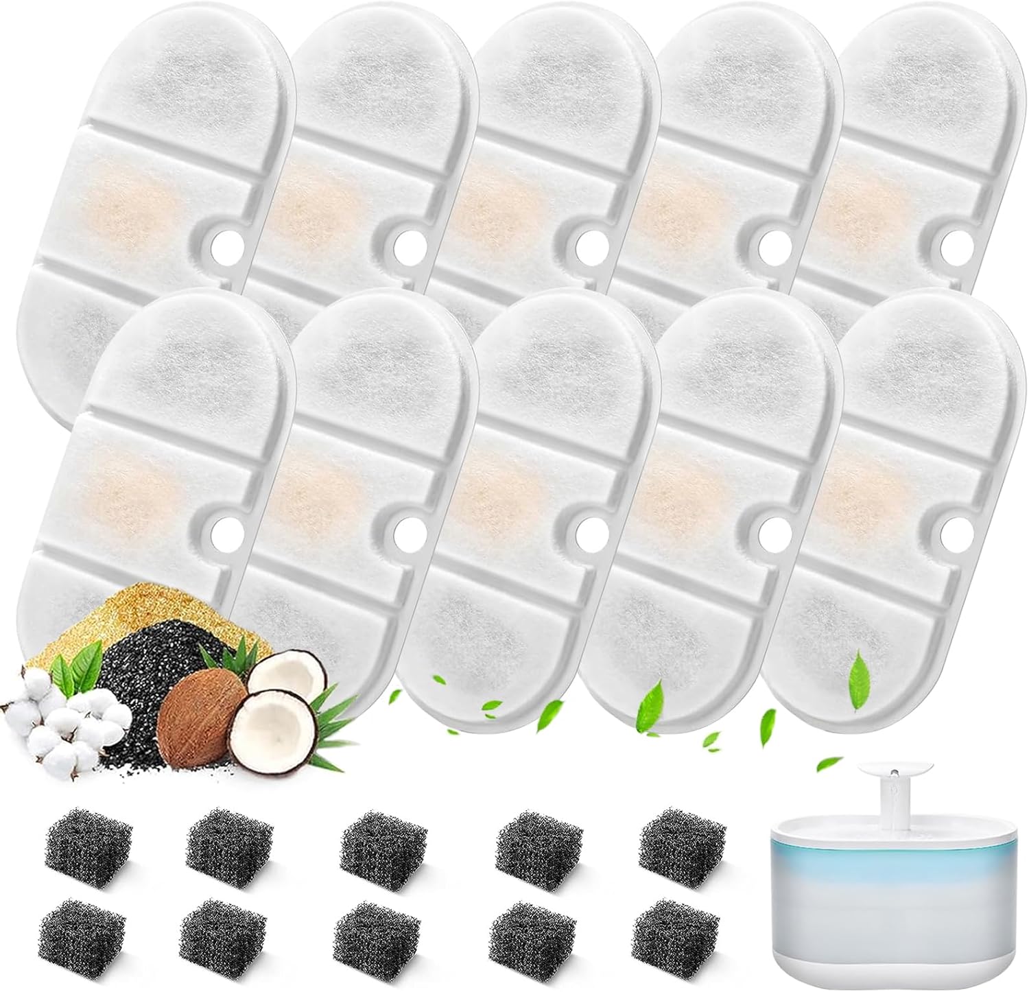 Cat Fountain Filters, 10 Pieces Cat Fountain Replacement Filters and 10 ...