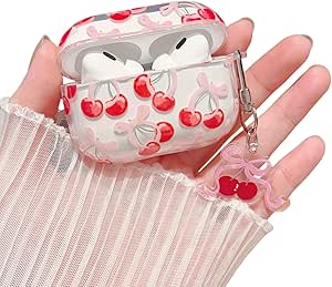 Amazon.com: MINSCOSE Compatible with AirPods Pro 2 Clear Case,Cute Cherry Bow Pretty Aesthetic ...