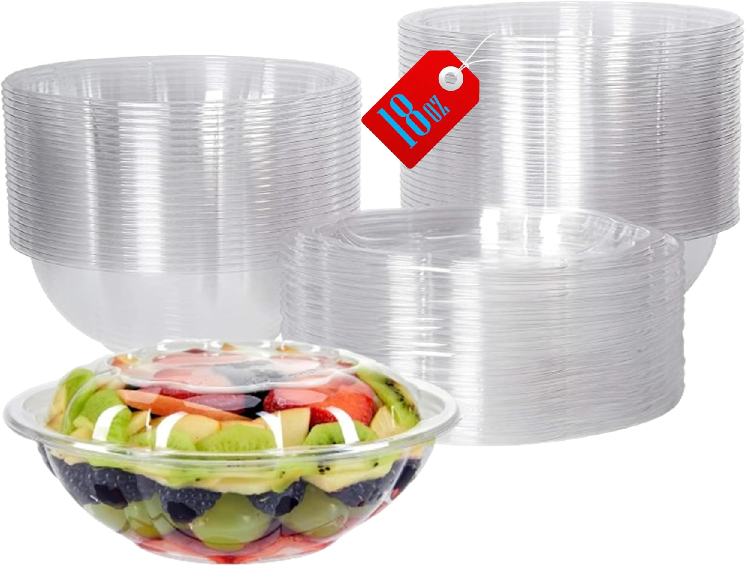 Amazon.com: Xinnun 50 Pack Clear Plastic Salad Bowl With Lid Disposable ...