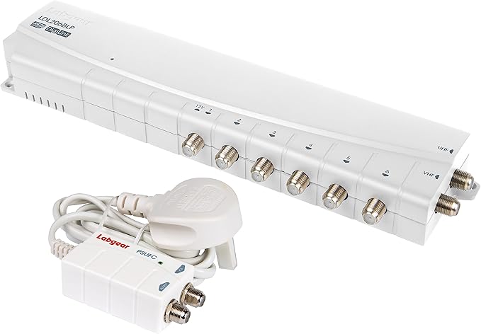 TV & Radio Signal Booster Aerial Amplifier, Labgear 6 Way 12V DC Line ...