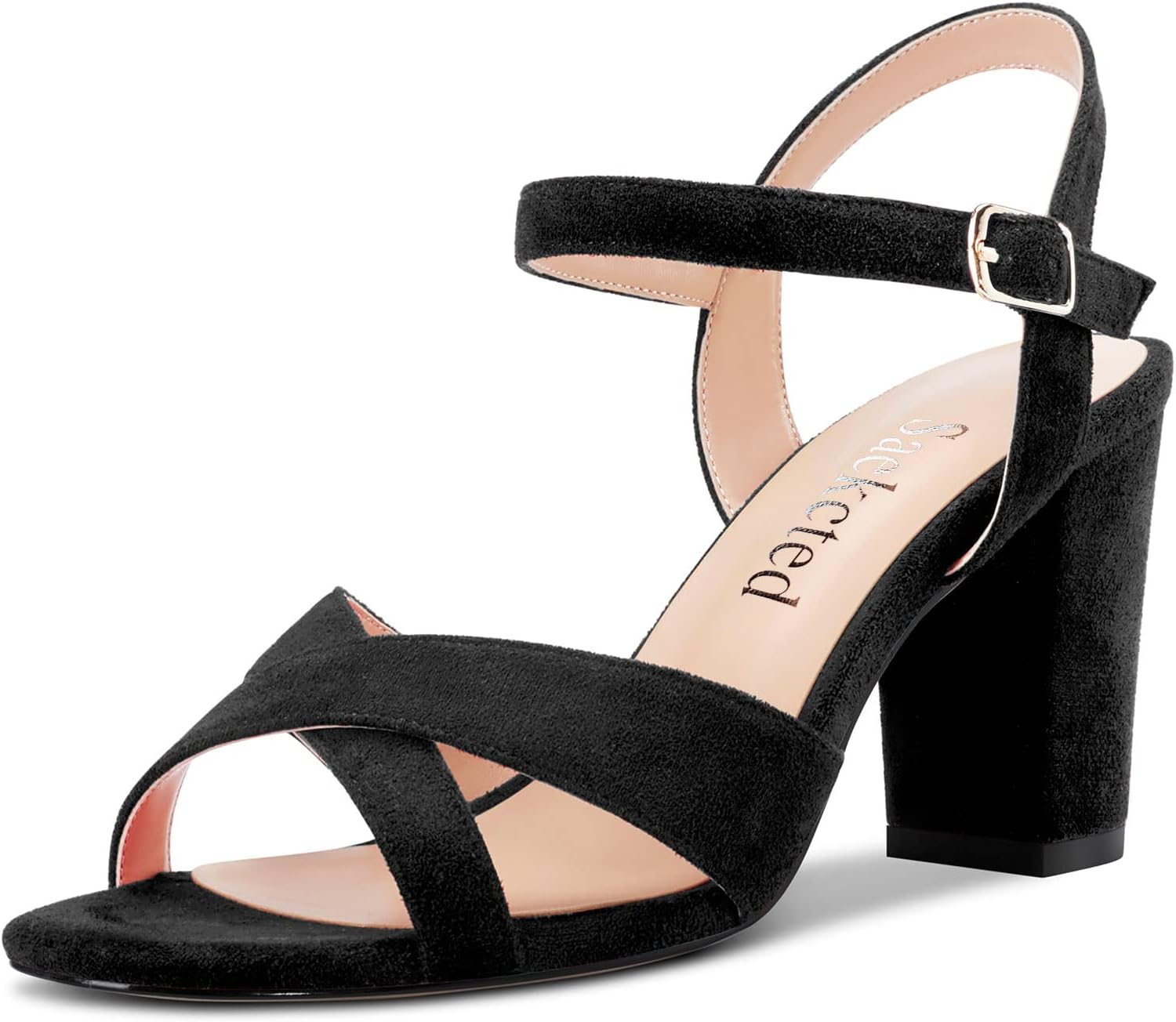 Amazon.com | Saekcted Women Mid Heel Chunky Block Peep Open Toe ...