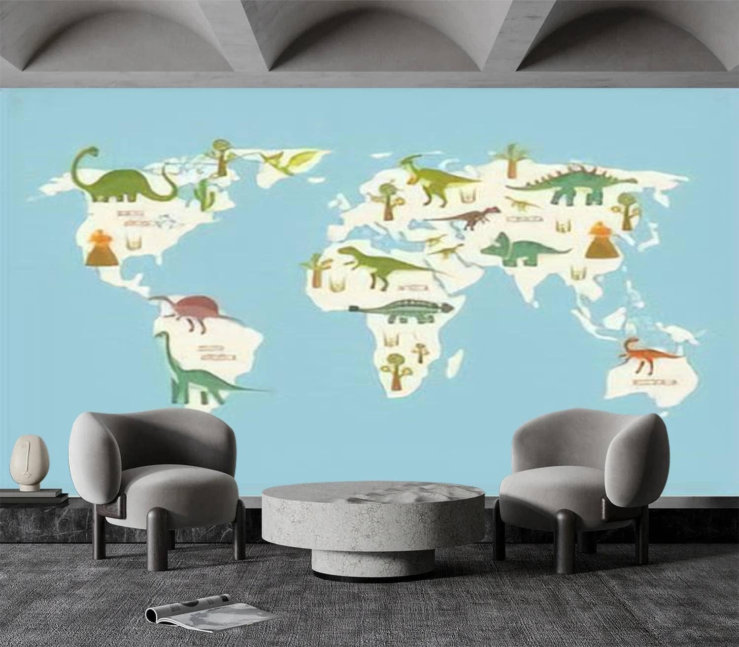 Amazon.com: Vintage World map Dinosaurs Dino World map Cartoon ...